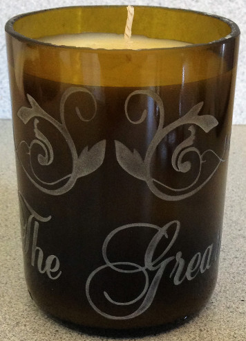 Etch Homemade Candles from Cut Bottles