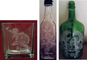 Diamond-Tipped Scribe Engravings on Glass Bottles, Cups & Jars